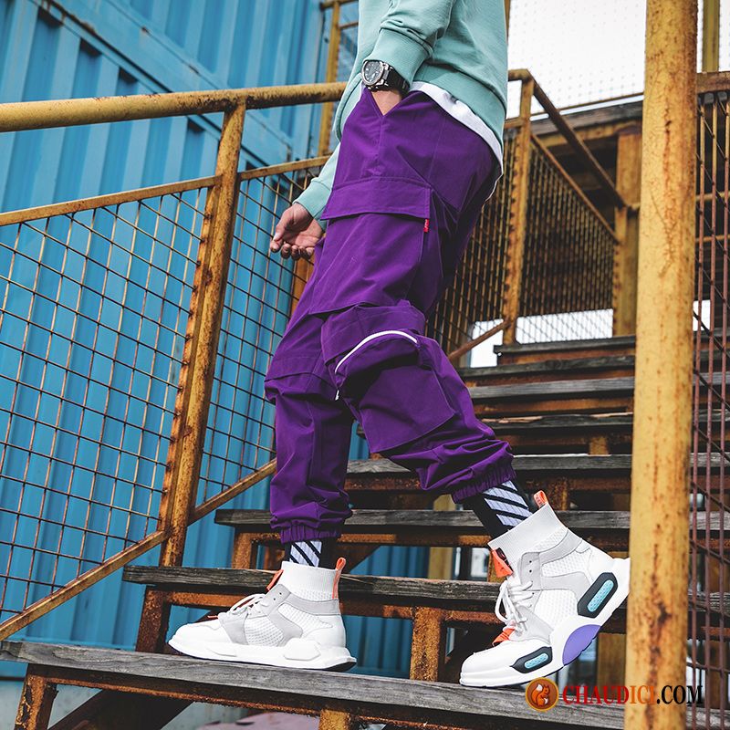 Pantalon Cargo Blanc Homme Tomate Violet Homme Cargo Serrés Pantalons ...