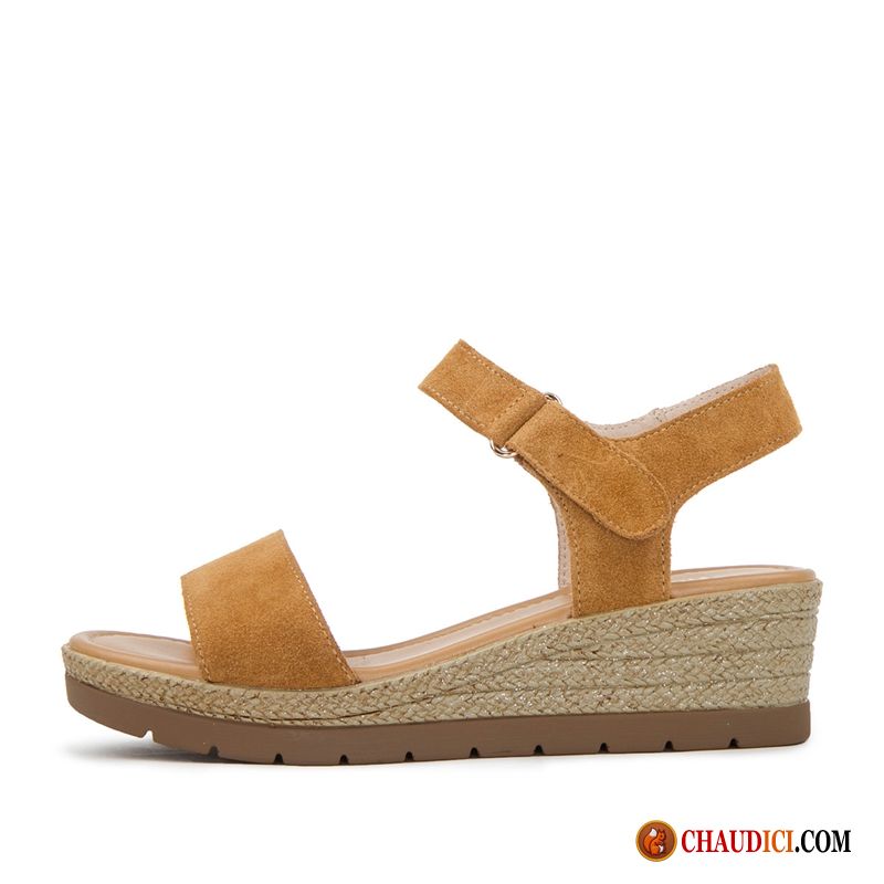 Sandales Femme Rouge Pas Cher Talon Moyen Talons Compensés Ouverture Du ...