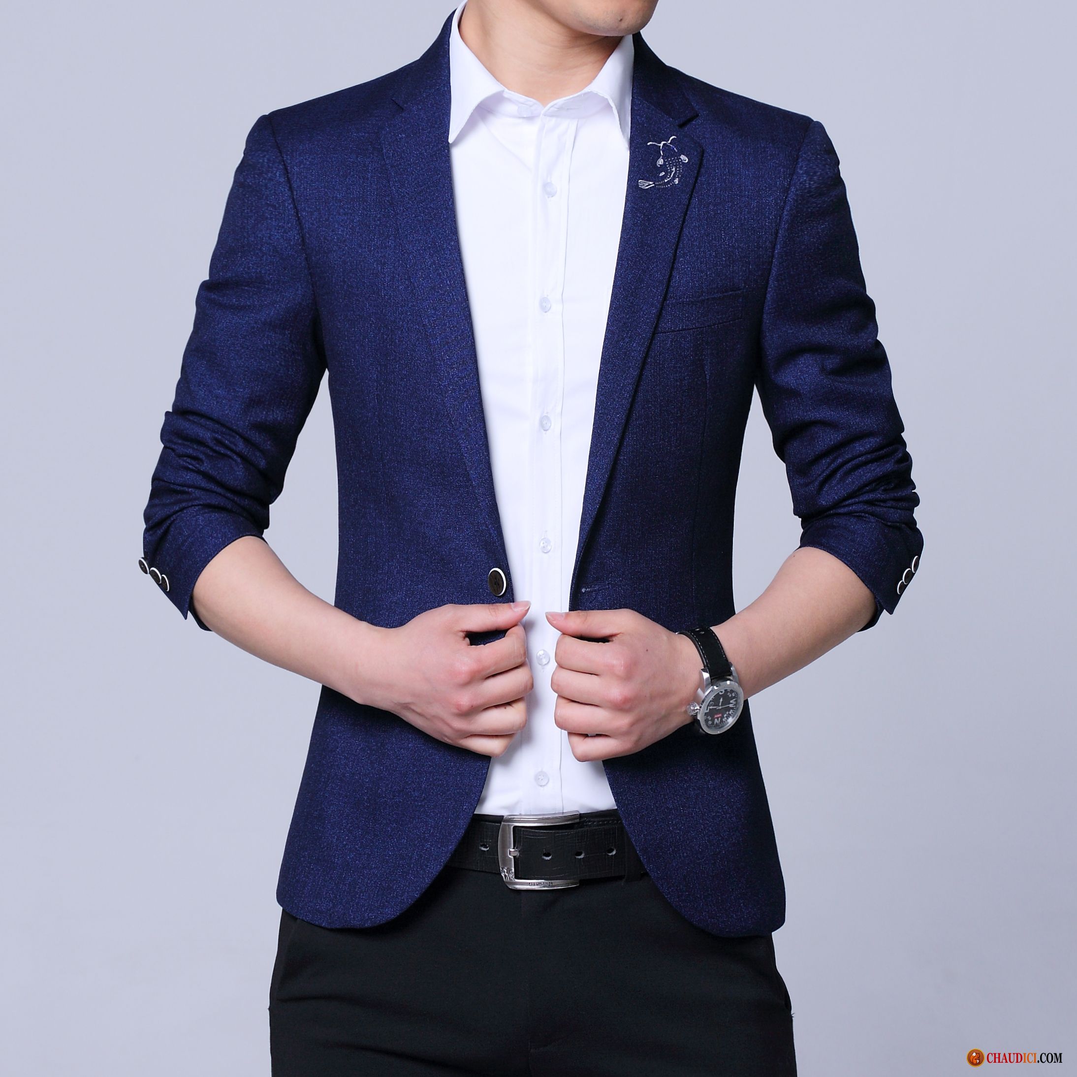 Style Blazer Homme Saumon Brodé Oiseau Blazer Homme Tendance Pas Cher