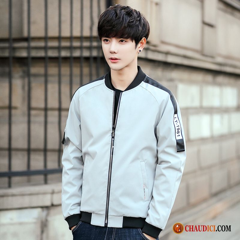 Veste Moderne Homme Veste Les Deux Côtés Portent Les Adolescents Gris ...